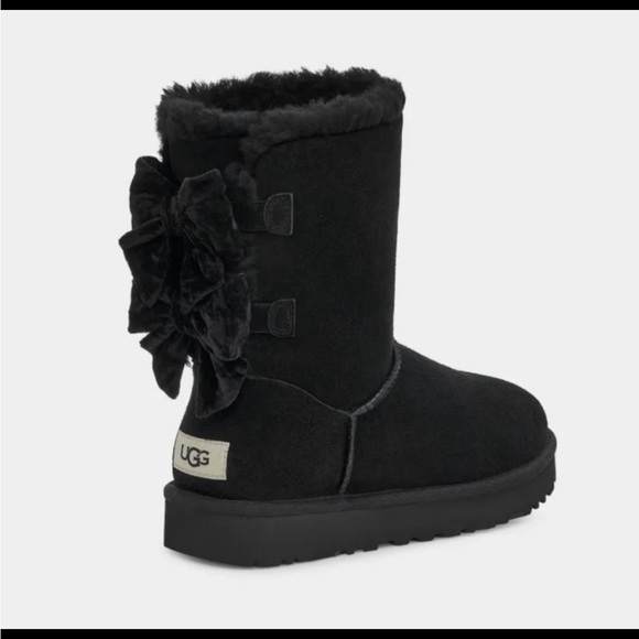 UGG | Shoes | Ugg Classic Bailey Bow Ii Black Velvet Bow Boot | Poshmark